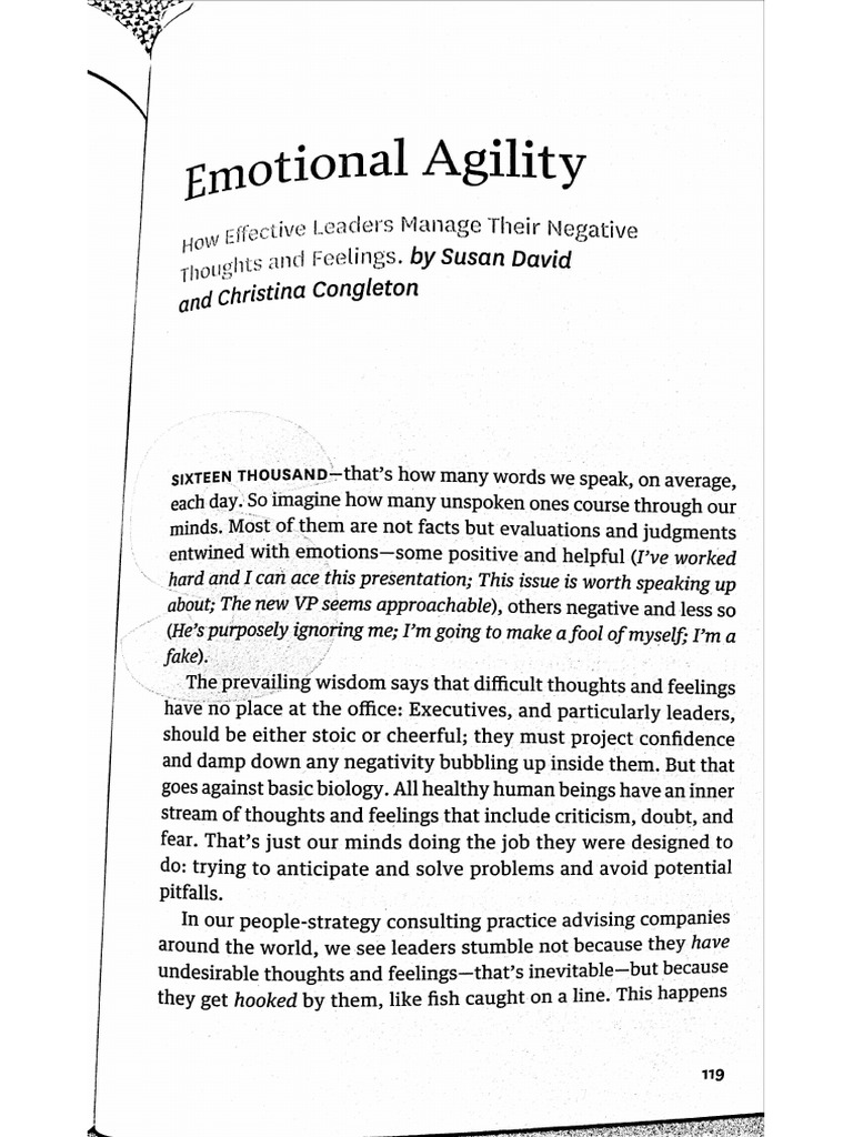 Emotional Agility - How Effective Leaders Manage Their Negative Thoughts and Feelings (Susan ...