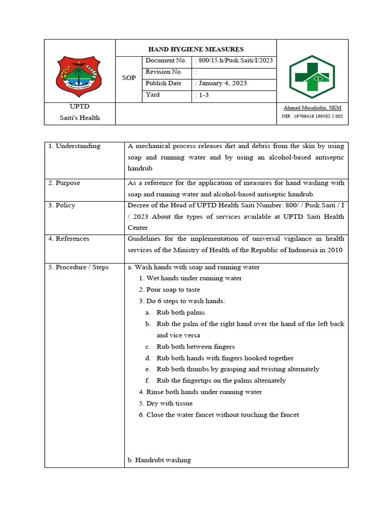 Hand Hygiene Measures Pdf Hand Washing Hand