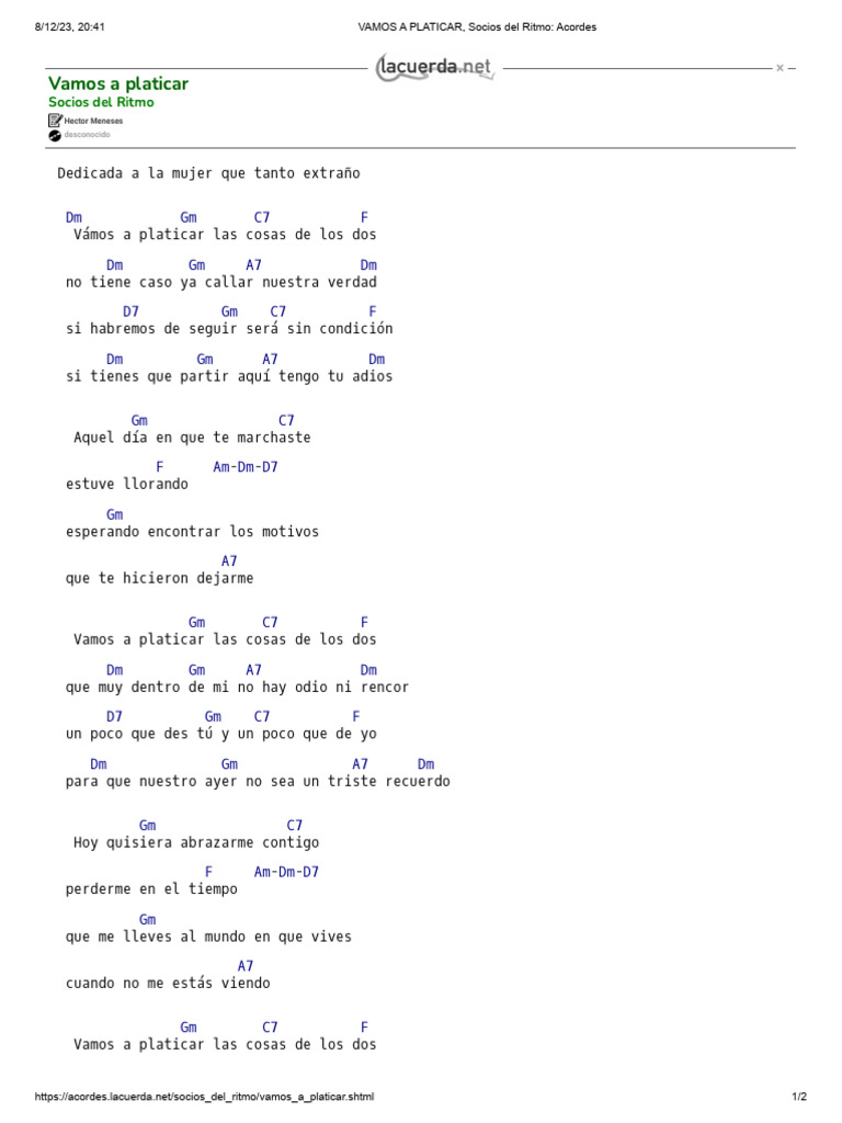 VAMOS A PLATICAR, Socios Del Ritmo - Acordes | PDF