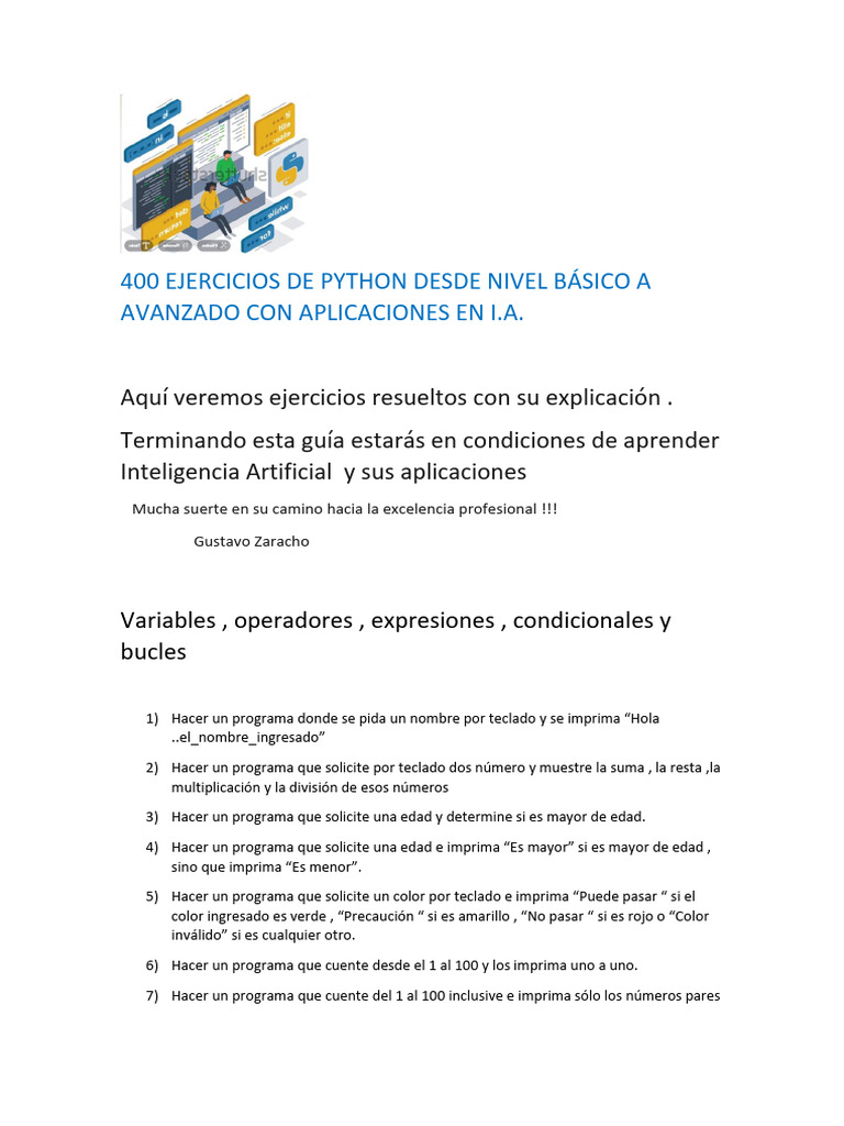 400 EJERCICIOS DE PYTHON DESDE NIVEL BÁSICO A AVANZADO CON APLICACIONES ...
