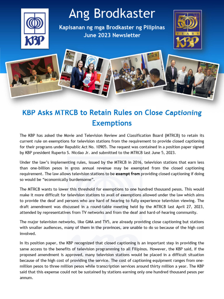 KBP Ang Brodkaster Newsletter June 2023 | PDF | Royalty Payment ...