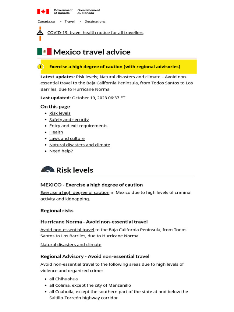 Travel Advice and Advisories For Mexico | PDF | Travel Visa | Identity ...