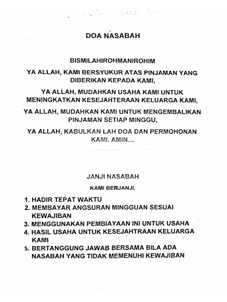 Janji, Doa Nasabah | PDF