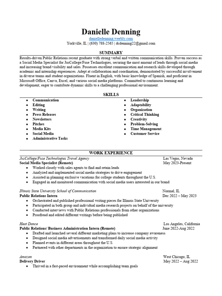 Denning Danielle Final Resume 2 | Download Free PDF | Social Media | Popular Culture & Media Studies