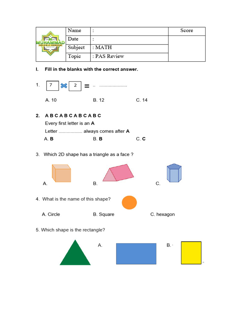 Review Math Pas | PDF | Shape | Elementary Geometry