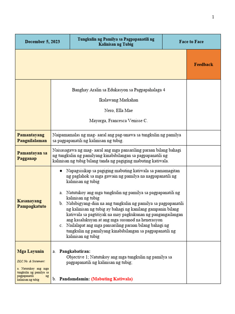 mayorga-nero 1st draft lesson plan | PDF