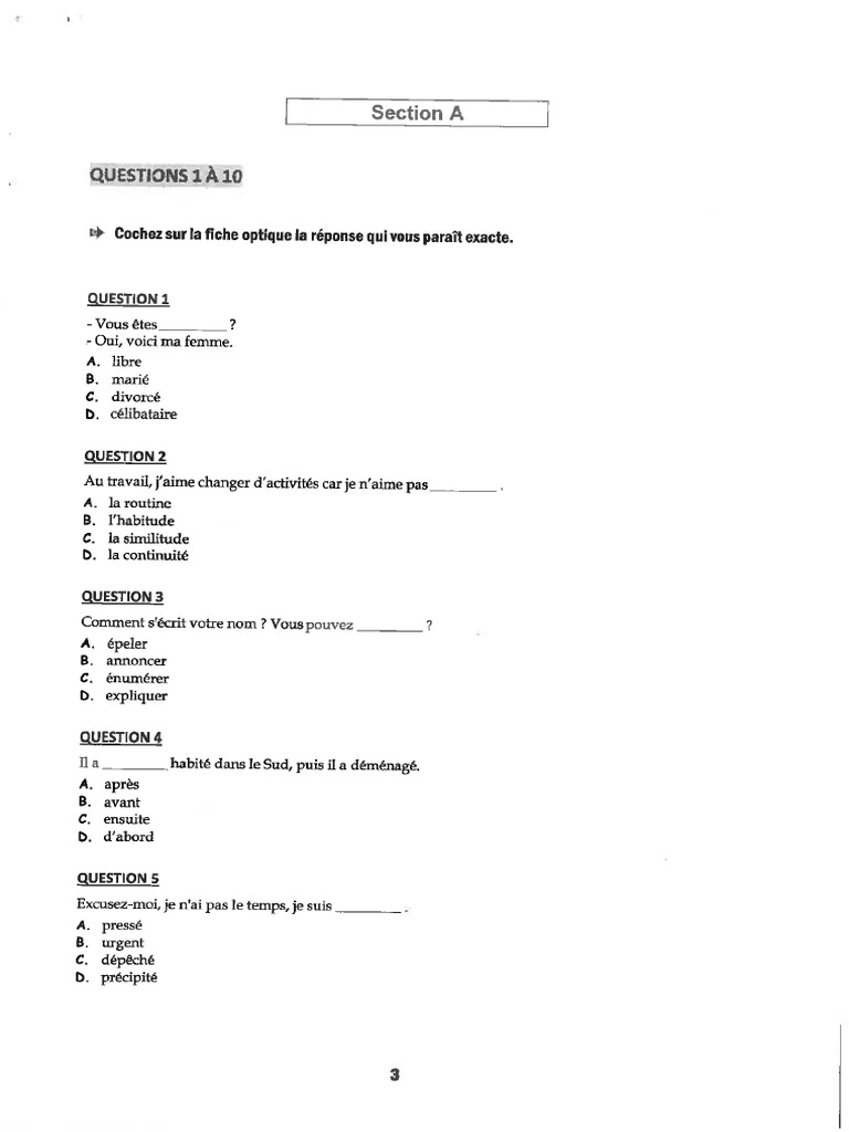 TEF - Dossier 1 - Lexique-Syntaxe + Compréhension Écrite | PDF