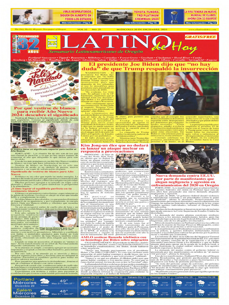 El Latino de Hoy Weekly Newspaper of Oregon - 12-20-2023 | PDF