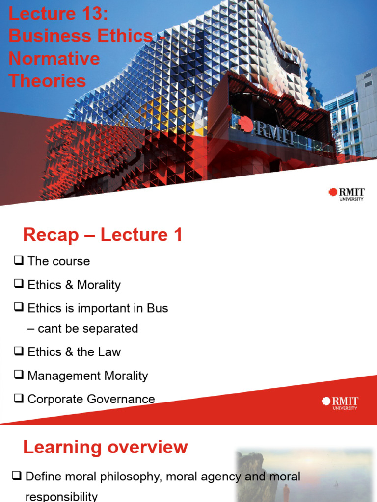 SESI 13 CH Lecture 13 - Ethic Theory - RMIT | PDF | Utilitarianism ...