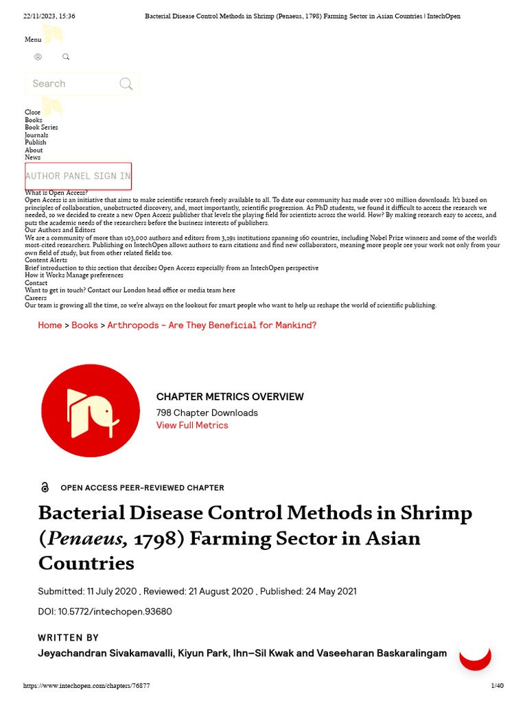 Bacterial Disease Control Methods in Shrimp (Penaeus, 1798) Farming ...