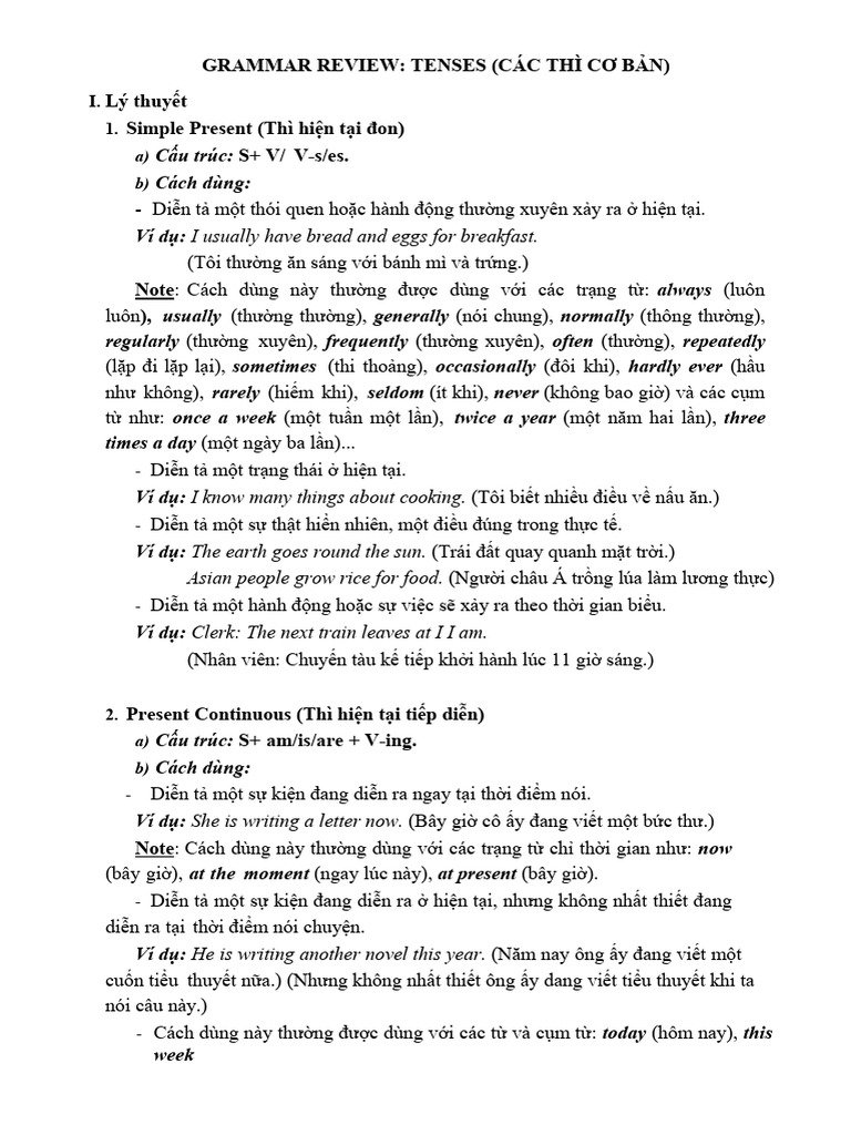 Review Grammar Tenses | PDF