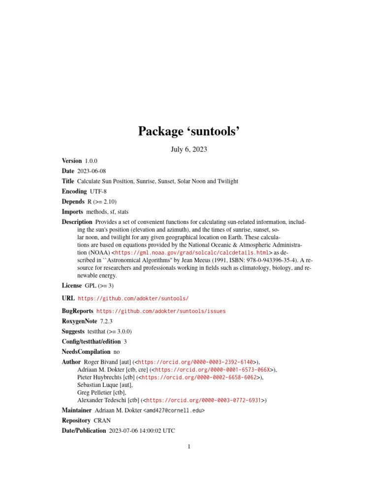 Suntools | PDF | Science & Mathematics