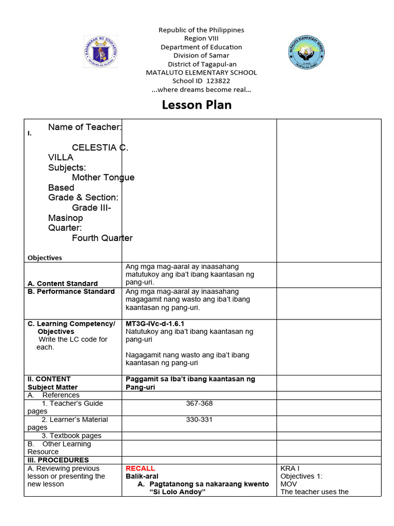 COT_DLP_MTB 3 BY SIR CRISTOPHER A. LASARTE | PDF