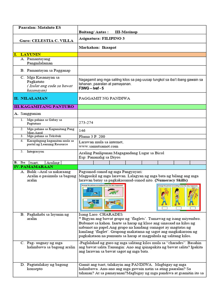 Grade 3 COT FILIPINO PANDIWA Q4 | PDF