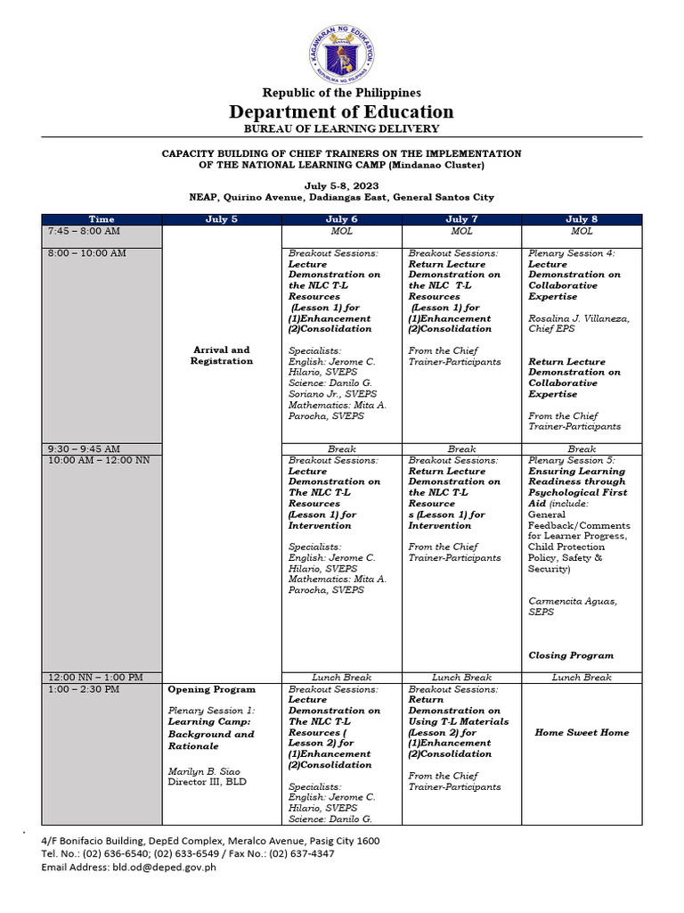 NLC CapB Mindanao Cluster Matrix | Download Free PDF | Learning