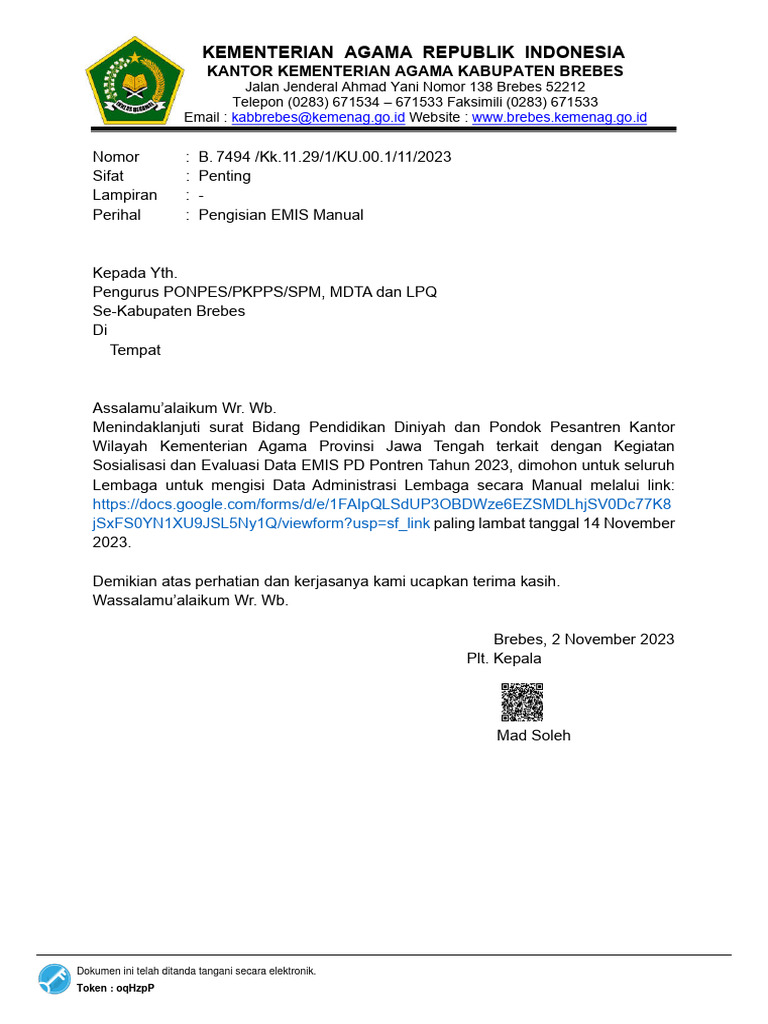 Tte Surat Pengisian EMIS Manual | PDF