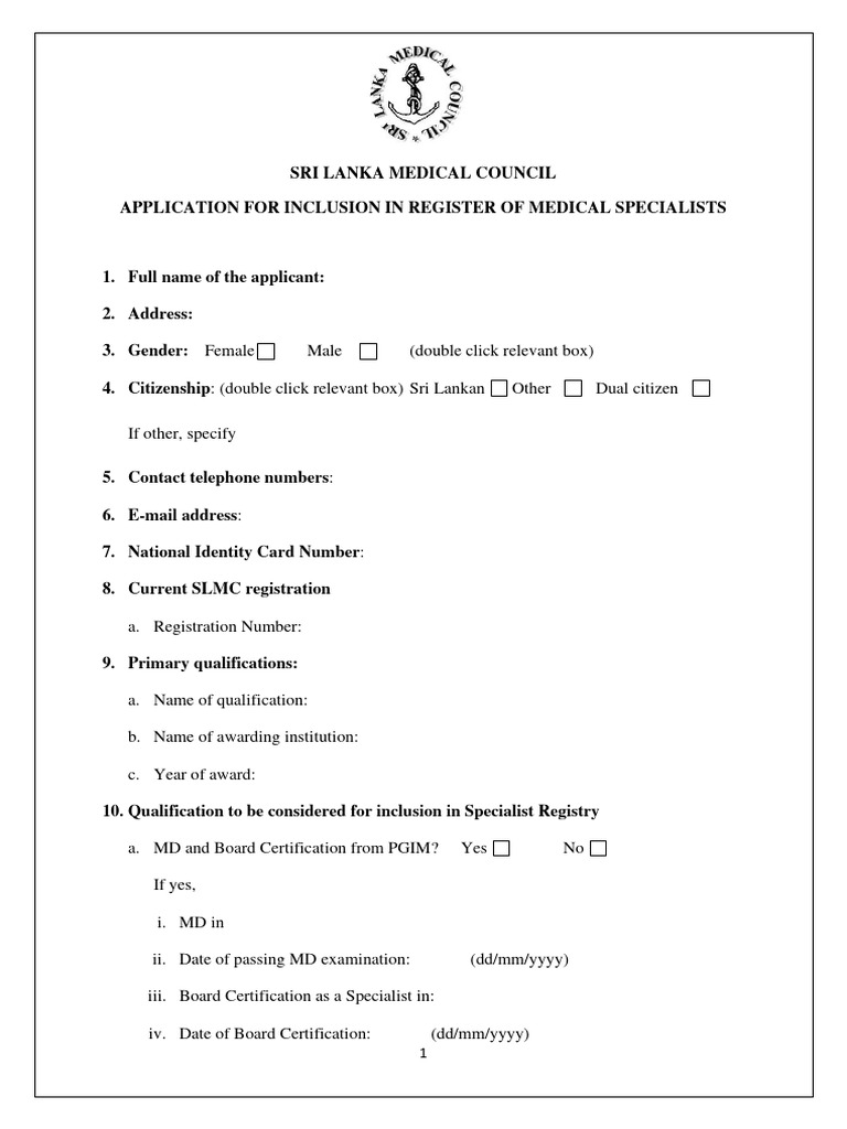 Medical Specialist Applications | PDF | Identity Document | Dentist