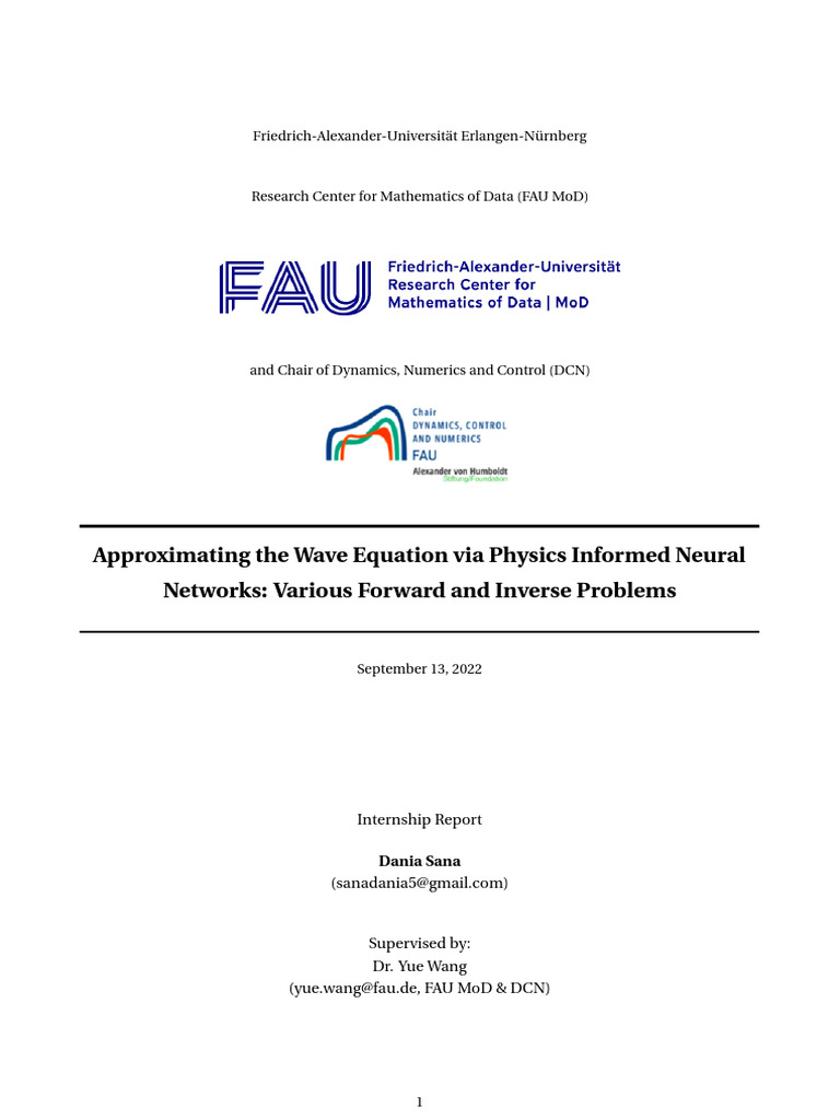 FAUMoD DaniaSana-InternReport PINN | PDF | Partial Differential ...