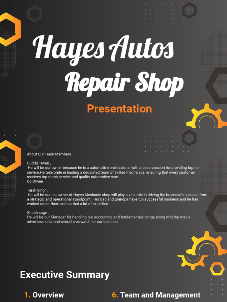 Hayes Auto Repair Shop Overview | PDF | Business | Technology & Engineering