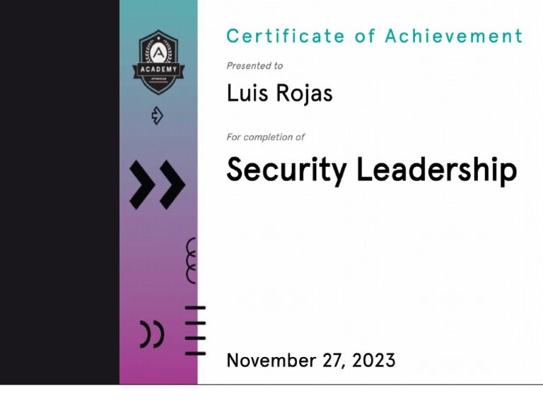 Certificate Security Leadership Certificate Att&ckIQ | PDF