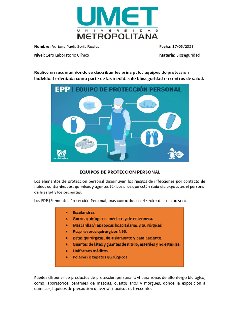 EPP PRINCIPALES | PDF | Seguridad y salud ocupacional | La seguridad