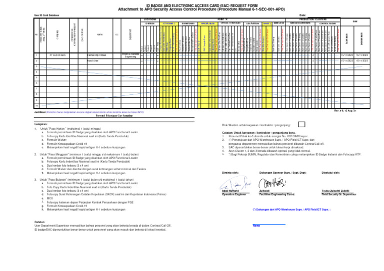 APO Security - ID EAC Request Form - PT Sucofindo | PDF | Computing | Security Technology