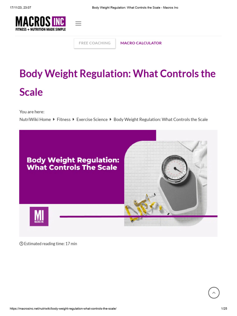 Body Weight Regulation - What Controls The Scale - Macros Inc | PDF ...