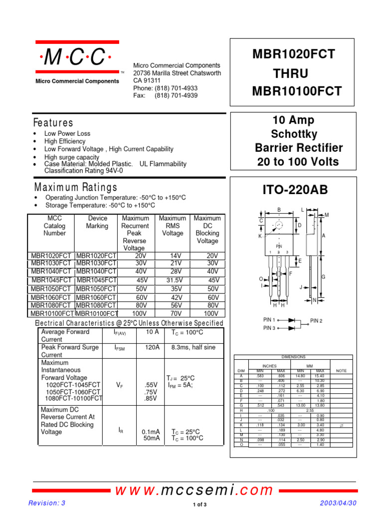 Datasheet | PDF | Rectifier | Electric Power
