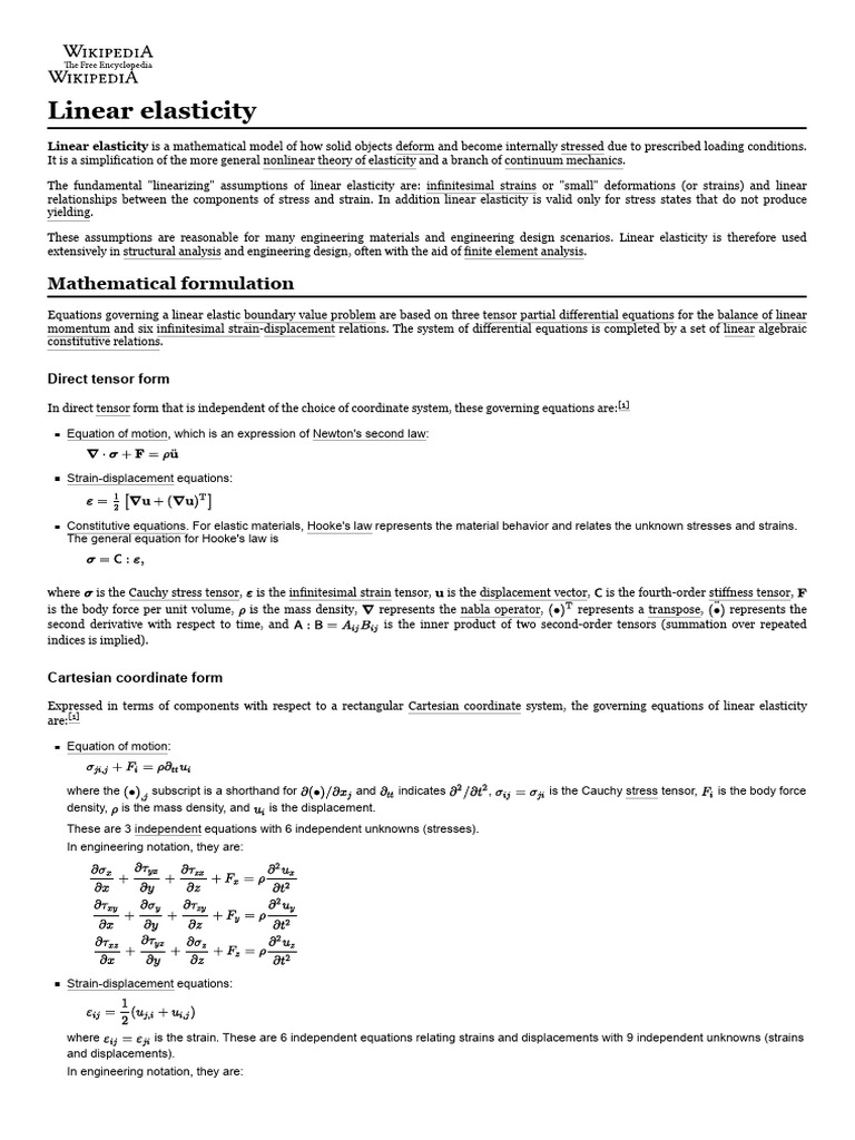 Linear Elasticity | PDF | Linear Elasticity | Elasticity (Physics)