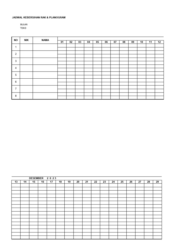 Jadwal Kebersihan - 042433 | PDF
