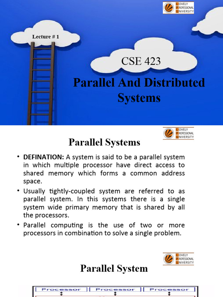 Ppt1 Lecture 1 Distributed And Parallel Computing Cse423 Pdf Parallel Computing Central
