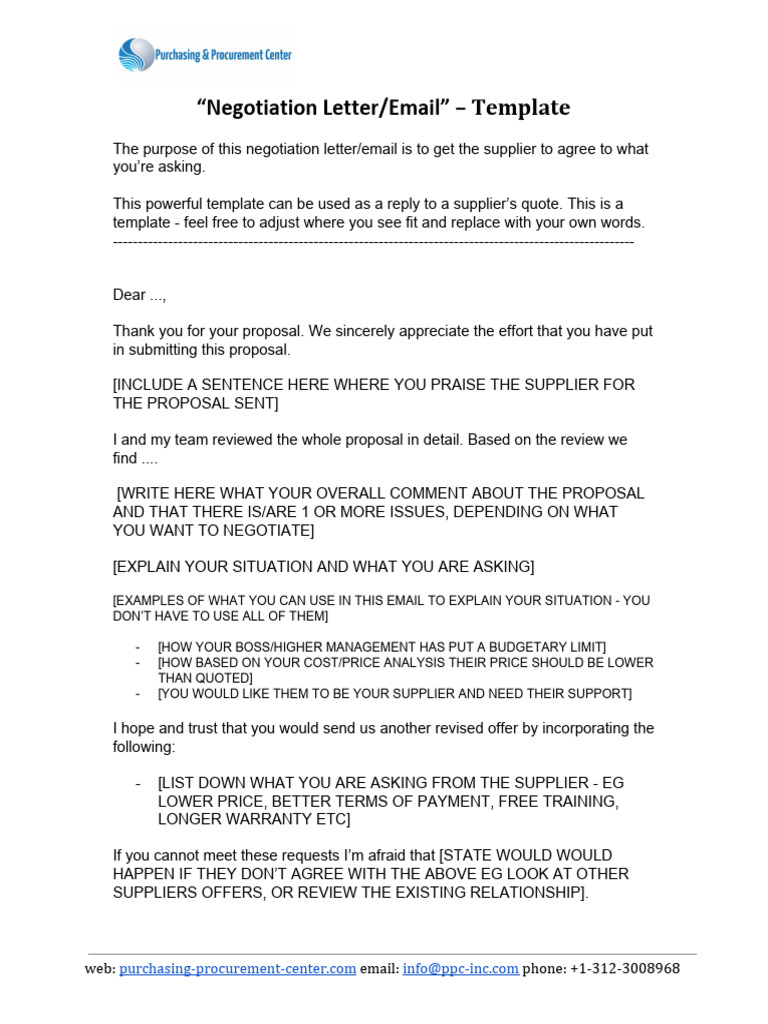 Sample Negotiation Letter Email Template | PDF | Economies | Business
