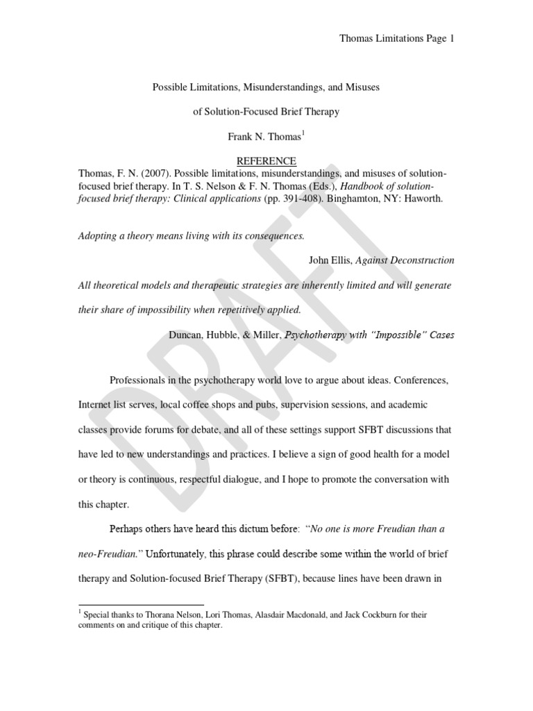 Possible Limitations Misun | PDF | Psychotherapy | Occam's Razor
