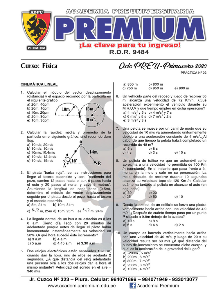 FIS PRIM PREU 02 Cinematica I | PDF | Velocidad | Aceleración