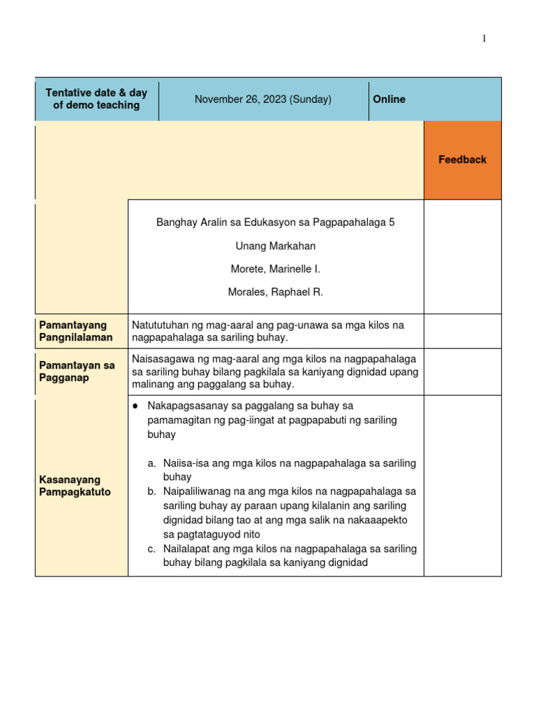 1st Draft of Lesson Plan | PDF