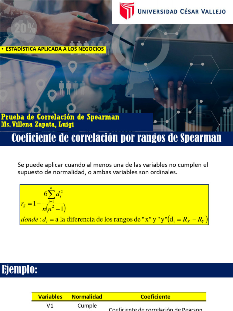 Correlación de Spearman en Negocios | PDF | Teoría de probabilidad ...