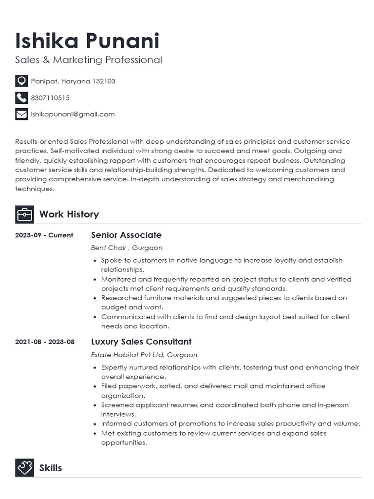 Ishika Punani Resume | PDF | Sales | Business Process