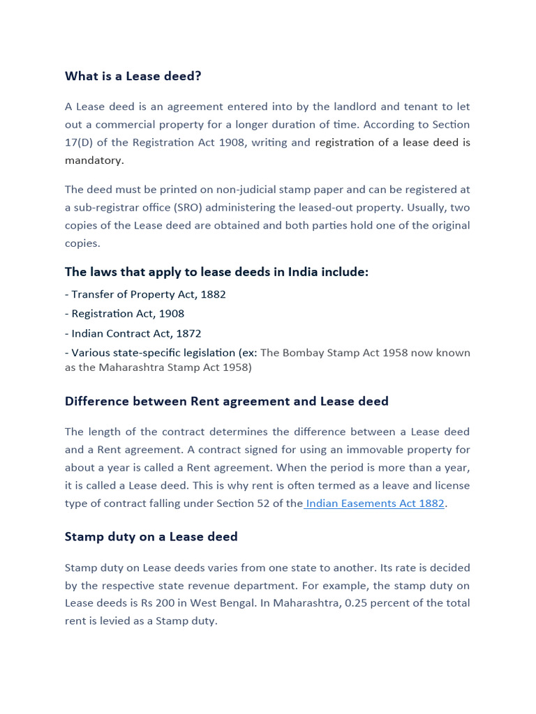 Deed | PDF | Lease | Deed