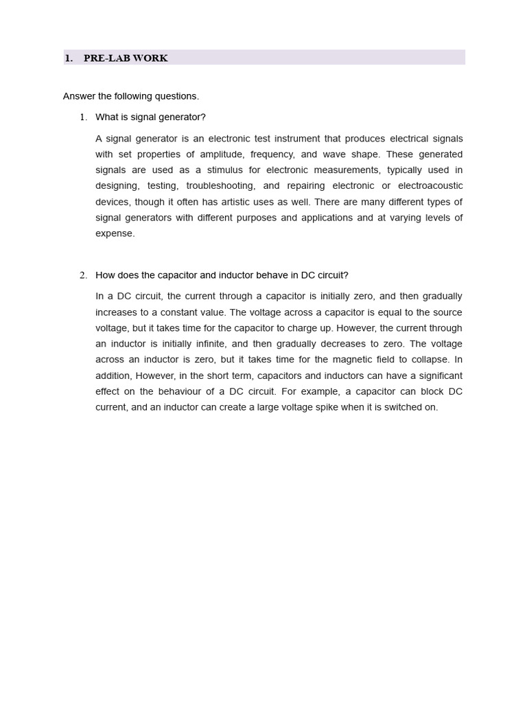 Lab 1 Introduction Circuit F1 | PDF | Inductor | Capacitor