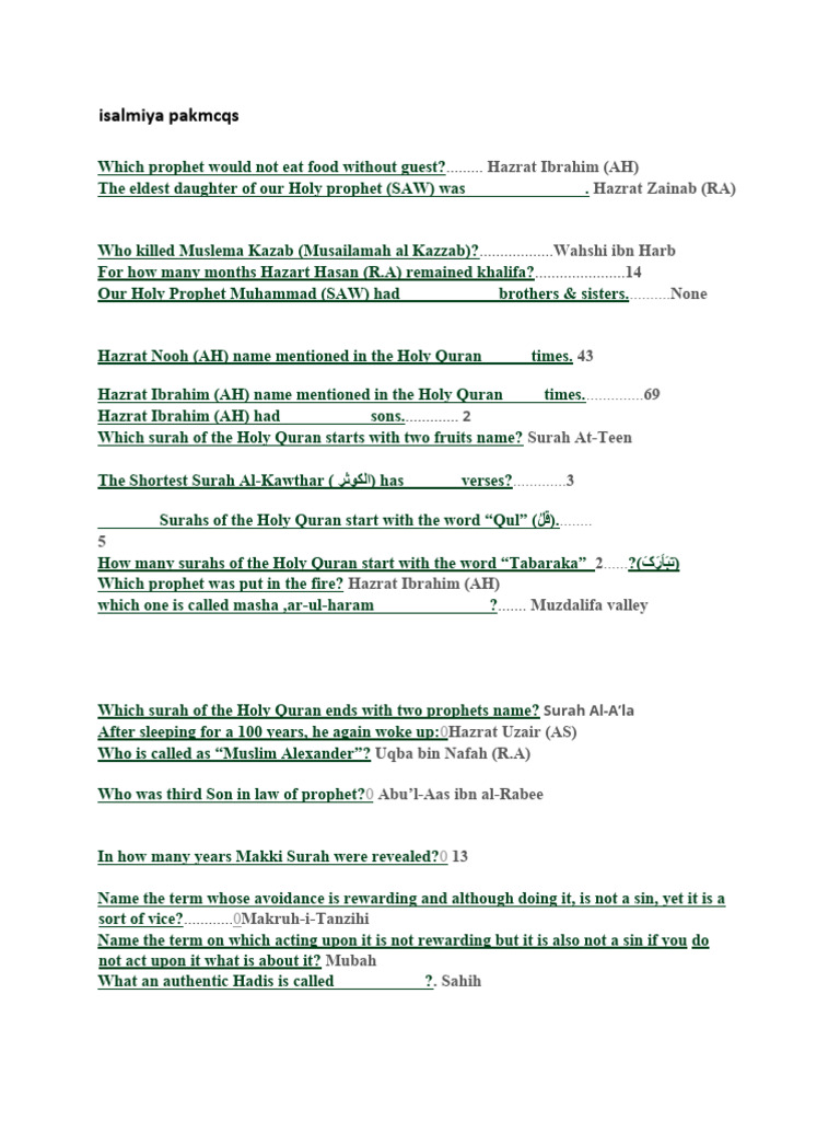 islamic notes | PDF | Surah | Muhammad