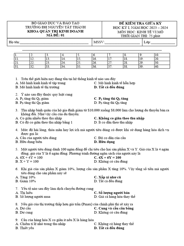 Đề Kiểm Tra Giữa Kỳ: S S D D D D | PDF