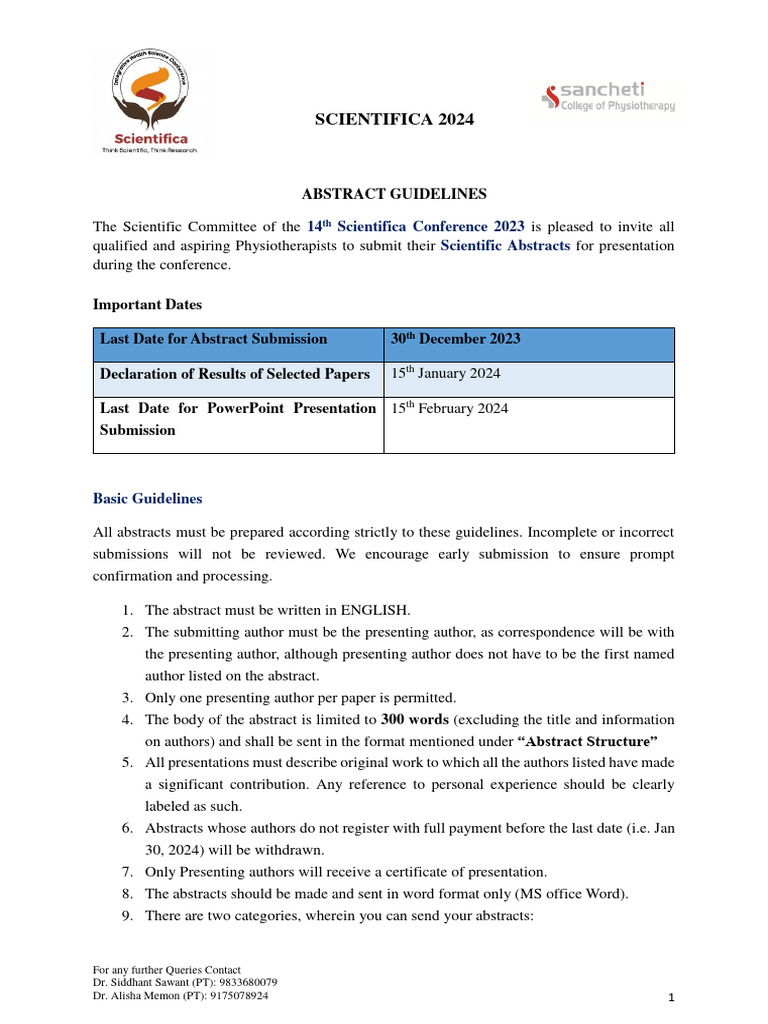 Abstract guidelines 2024 | PDF | Methodology | Scientific Method