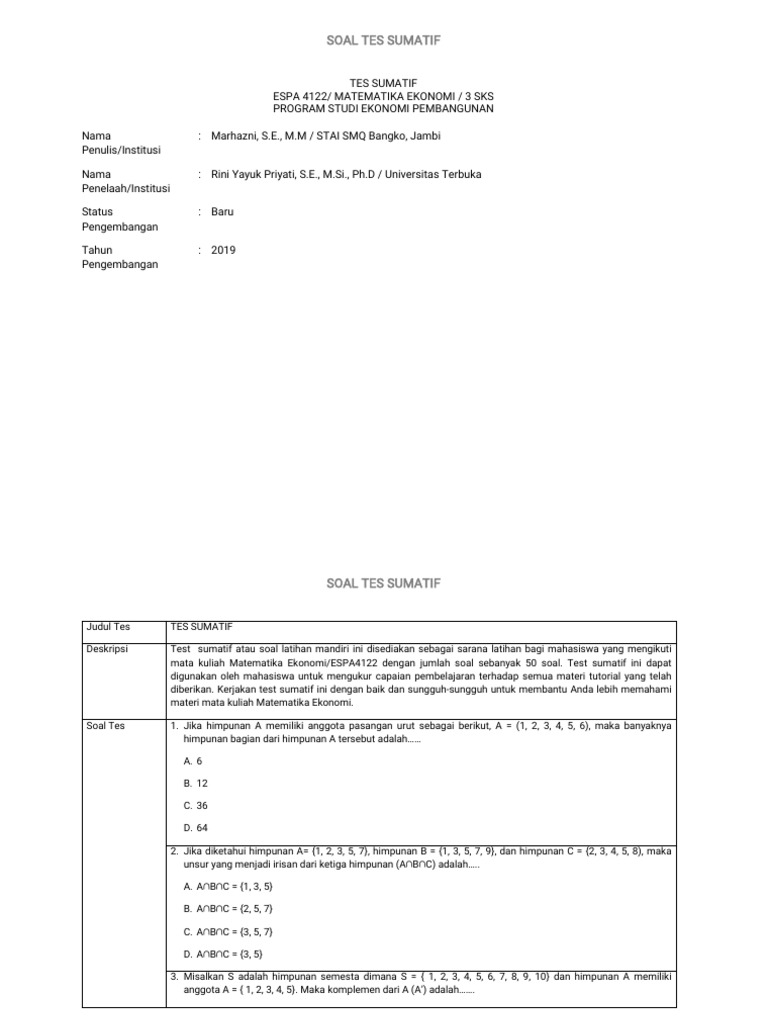 Uas MTK Ekonomi | PDF