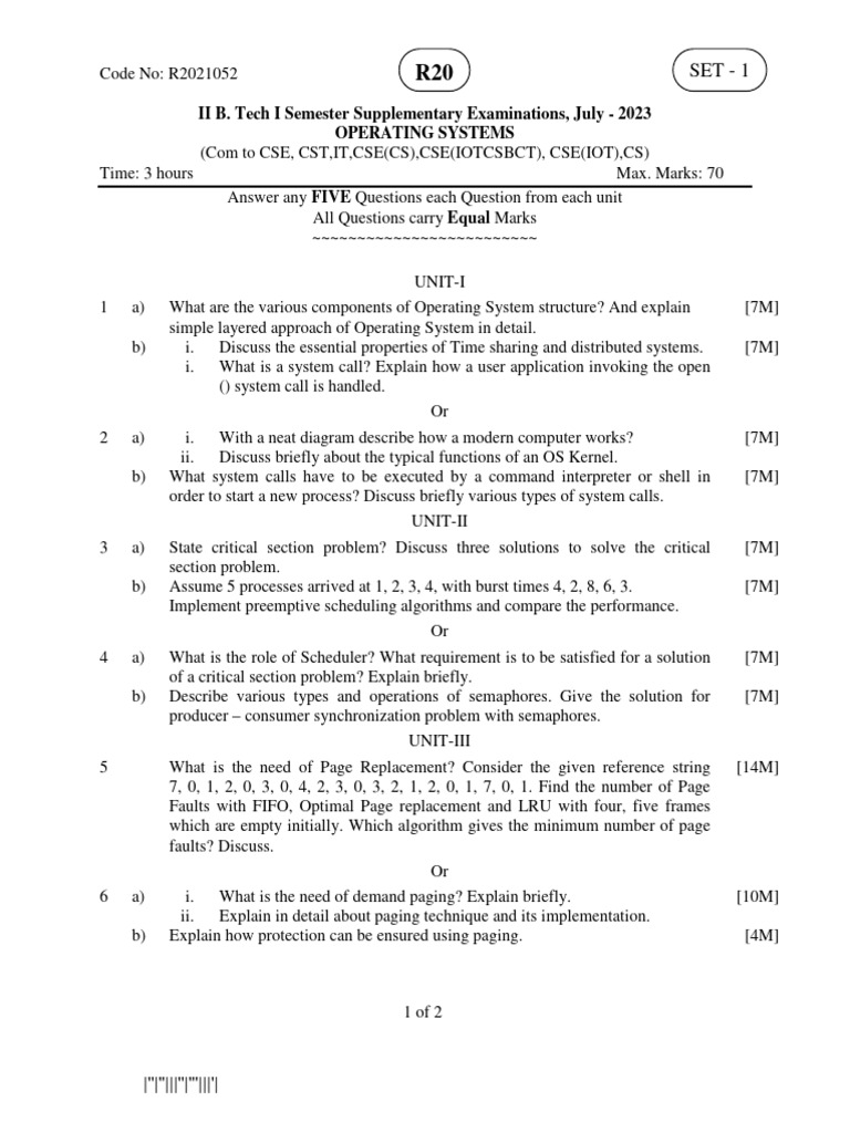 Operating Systems July 2023 | PDF | Operating System | Computer Science