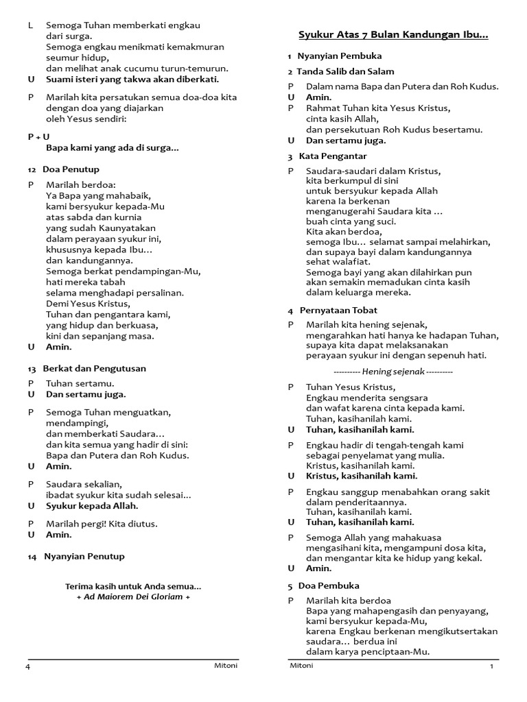 Ibadat Syukur 7 Bulanan | PDF