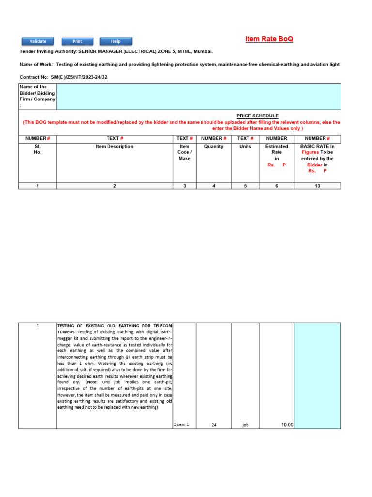 Boq MUMBAI TENDER-1-6 | PDF