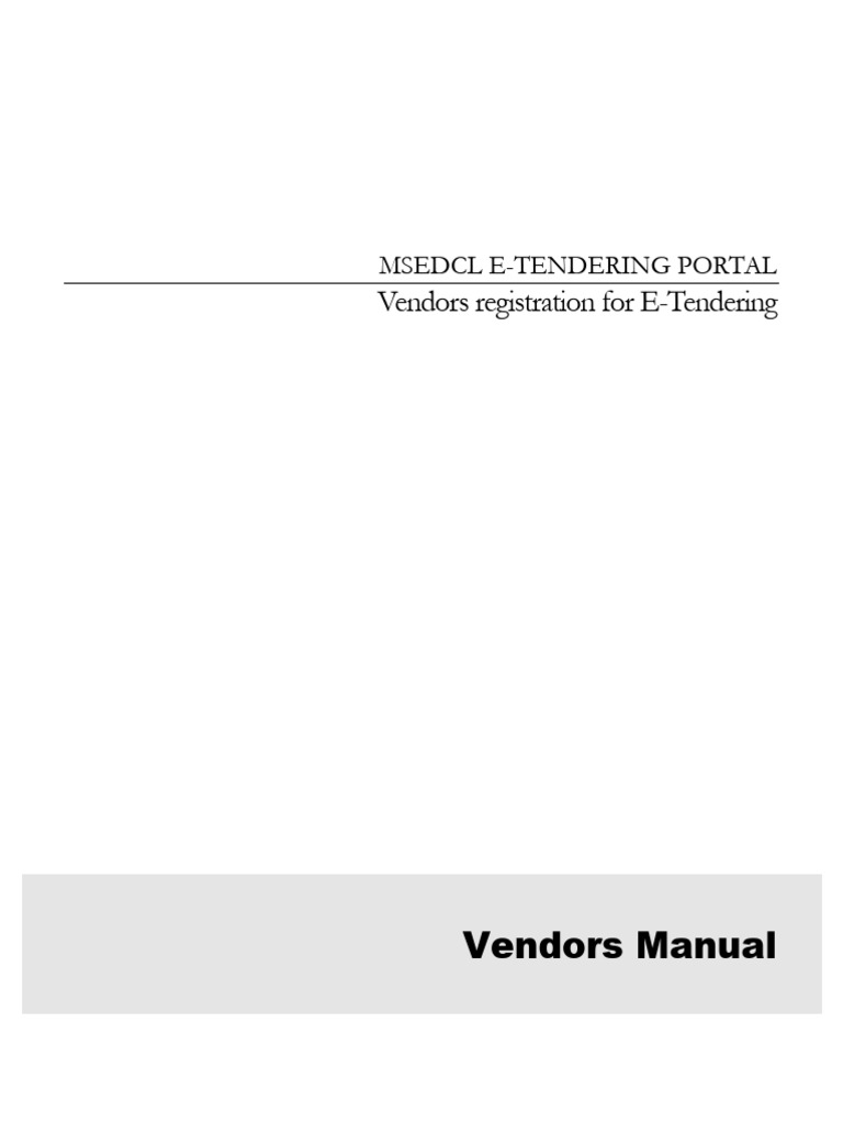 Vendor Registration Manual | PDF