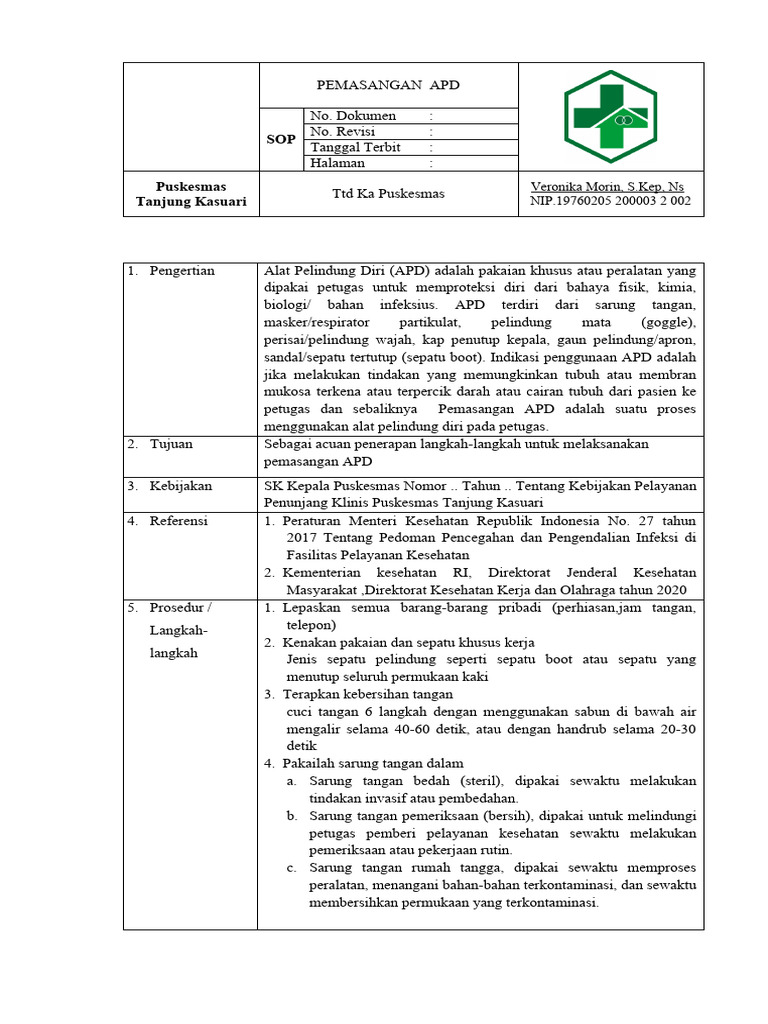 Sop Pemasangan Apd | PDF