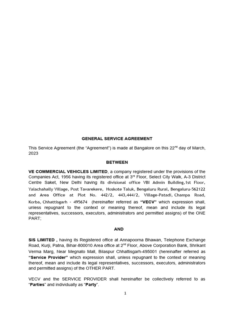 GENERAL SERVICE AGREEMENT - SIS LTD | PDF | Law