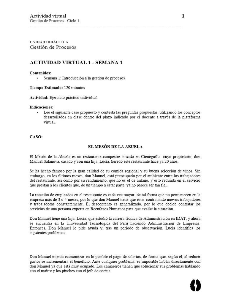 AGP - Semana 01 Actividad Virtual 1 | PDF